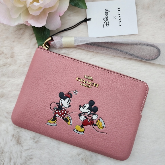 Coach | Bags | New Disney X Coach Corner Zip Wristlet Mickey Mouse ...
